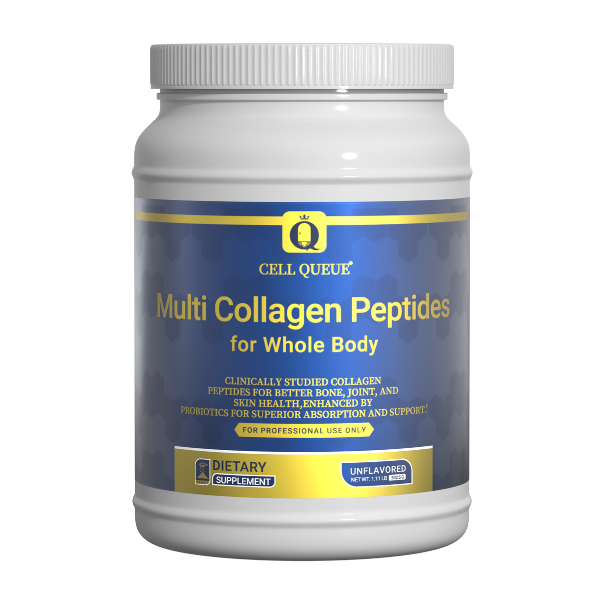 Cell Queue Multi Collagen Peptides Powder for Whole Body | Skin, Hair, Joints & Bones